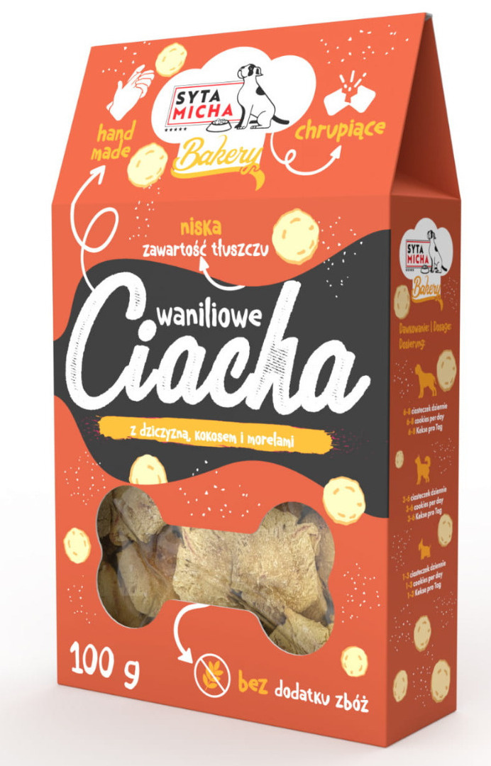 Syta Micha Waniliowe ciacha z dziczyzną, kokosem i morelami 100g ...